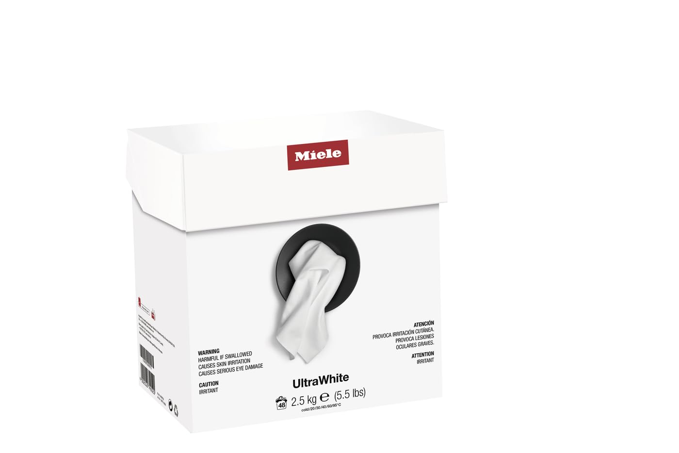 Miele Original UltraWhite Washing Machine Detergent Powder, Optimal Results on White and Colored Fabrics, Excellent Spot Removal, 5.5 lbs for Up to 48 Washes – 10459720
