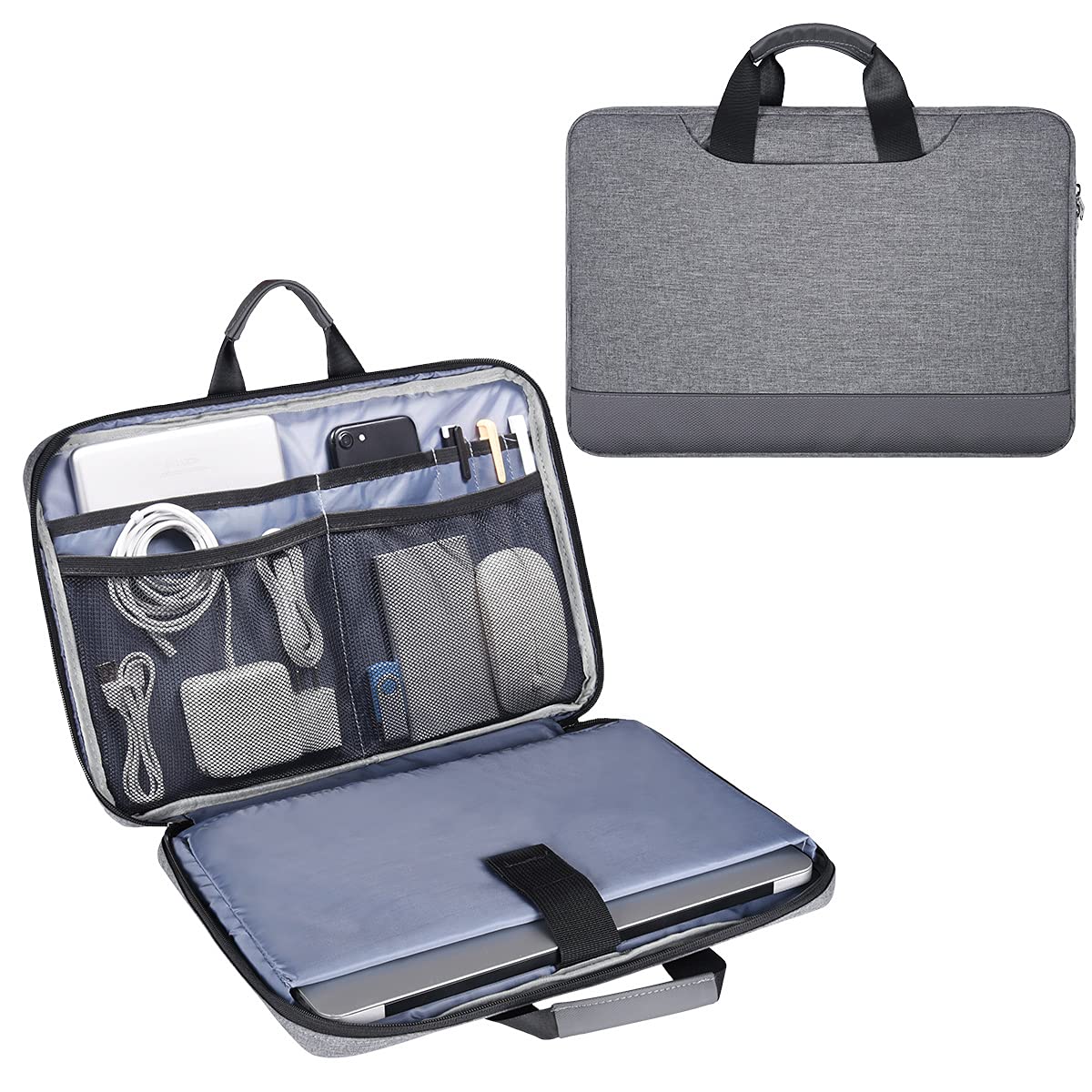 14 15 Inch Laptop Case, Men Women Laptop Bag Sleeve with Organizer for MacBook Pro 14" 16" M4/M3/M2/M1, Dell Inspiron 14, Lenovo Flex 5 14/Ideapad 3 14, HP Pavilion/Chromebook 14" Carrying Case, Gray