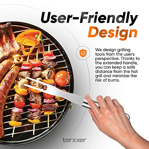 20 Piece Heavy Duty BBQ Grill Tools Set - Extra Thick Stainless Steel Spatula, Fork & Tongs. Complete Barbecue Accessories Kit in Aluminum Storage Case