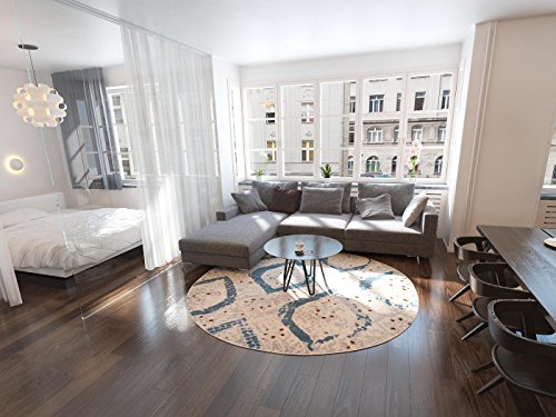 Unique Loom Estrella Collection Modern Abstract Cream Round Rug (8' 0 x 8' 0)