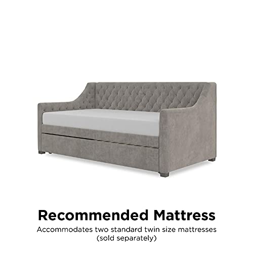 Little Seeds Ambrosia Diamond Tufted Upholstered Design Daybed and Trundle Set, Twin Size Frame, Light Grey