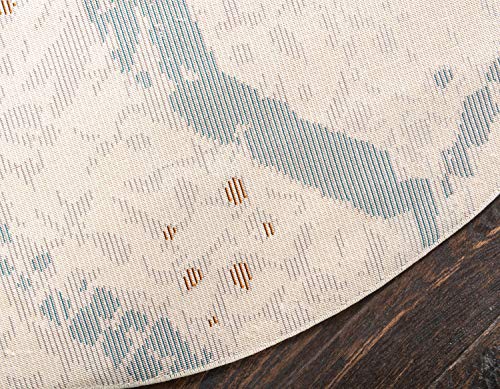 Unique Loom Estrella Collection Modern Abstract Cream Round Rug (8' 0 x 8' 0)