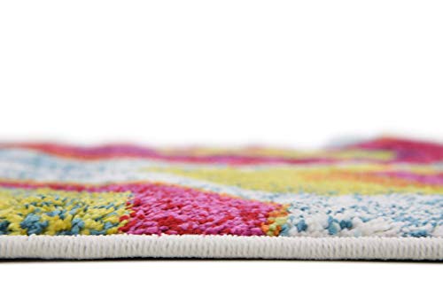 Unique Loom Lyon Collection Colorful Modern Abstract Floral Area Rug, 4 x 6 Feet, Blue/Yellow