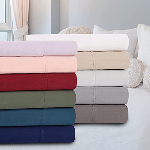 SUPERIOR Cotton Percale Deep Pocket, Twin, White, 4-Pieces Sheet Set