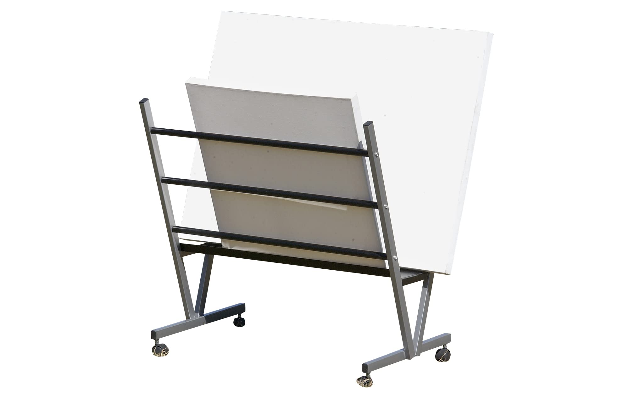 Art Expo Metal Art Professional Print Rack, Holds Posters, Prints, Canvas Art for Shows & Storage, Mobile with Rolling Casters Size 22"Hx34"Wx6"D