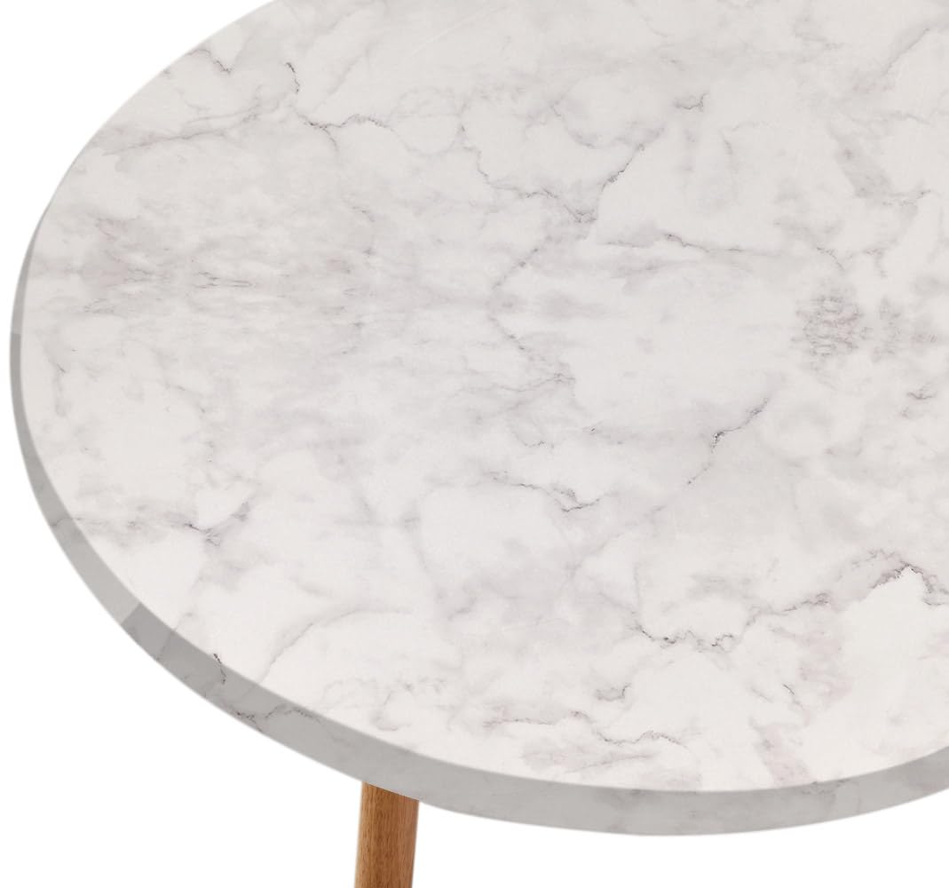 Gorilla Grip Vinyl Round Tablecloth, Fitted Elastic Edge Cover, Fade and Stain Resistant Table Cloths, Spill Proof Linen Covers for Indoor Dining, Outdoor Picnic Parties, Camping, 56" Marble White