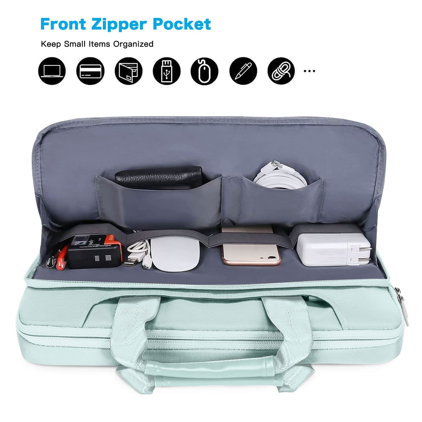 MOSISO 360 Protective Laptop Shoulder Bag Compatible with MacBook Air/Pro, 13-13.3 inch Notebook, Compatible with MacBook Pro 14 inch M3 M2 M1 2023-2021,Matching Color Sleeve with Belt, Mint Green