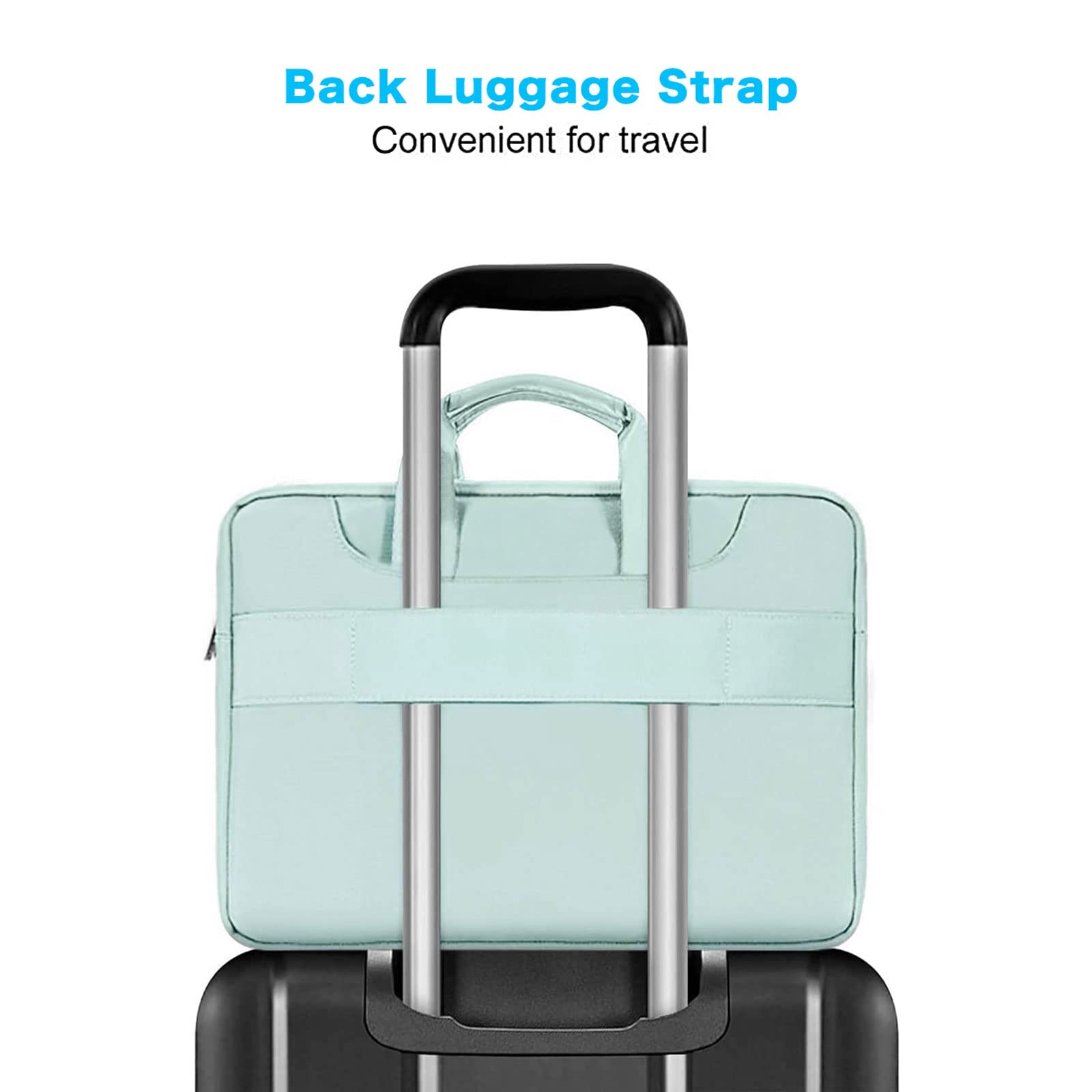 MOSISO 360 Protective Laptop Shoulder Bag Compatible with MacBook Air/Pro, 13-13.3 inch Notebook, Compatible with MacBook Pro 14 inch M3 M2 M1 2023-2021,Matching Color Sleeve with Belt, Mint Green