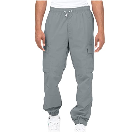 Outdoor Pants for Men Solid Color Casual Hiking Lightweight Sweatpants Fitness Leg Petite Tactical Pants with Pockeis