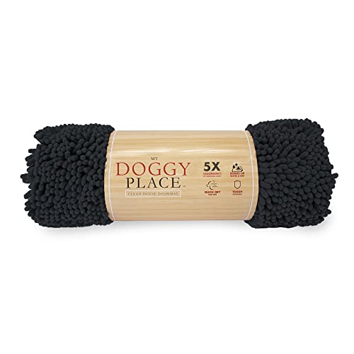 My Doggy Place - Microfiber Door Mat - Soft and Plush Pet Mat for Every Room of The House - Dirt and Water Absorbent Mat - Washer & Dryer Safe Non-Slip Mat - Charcoal - M - 31 x 20 in