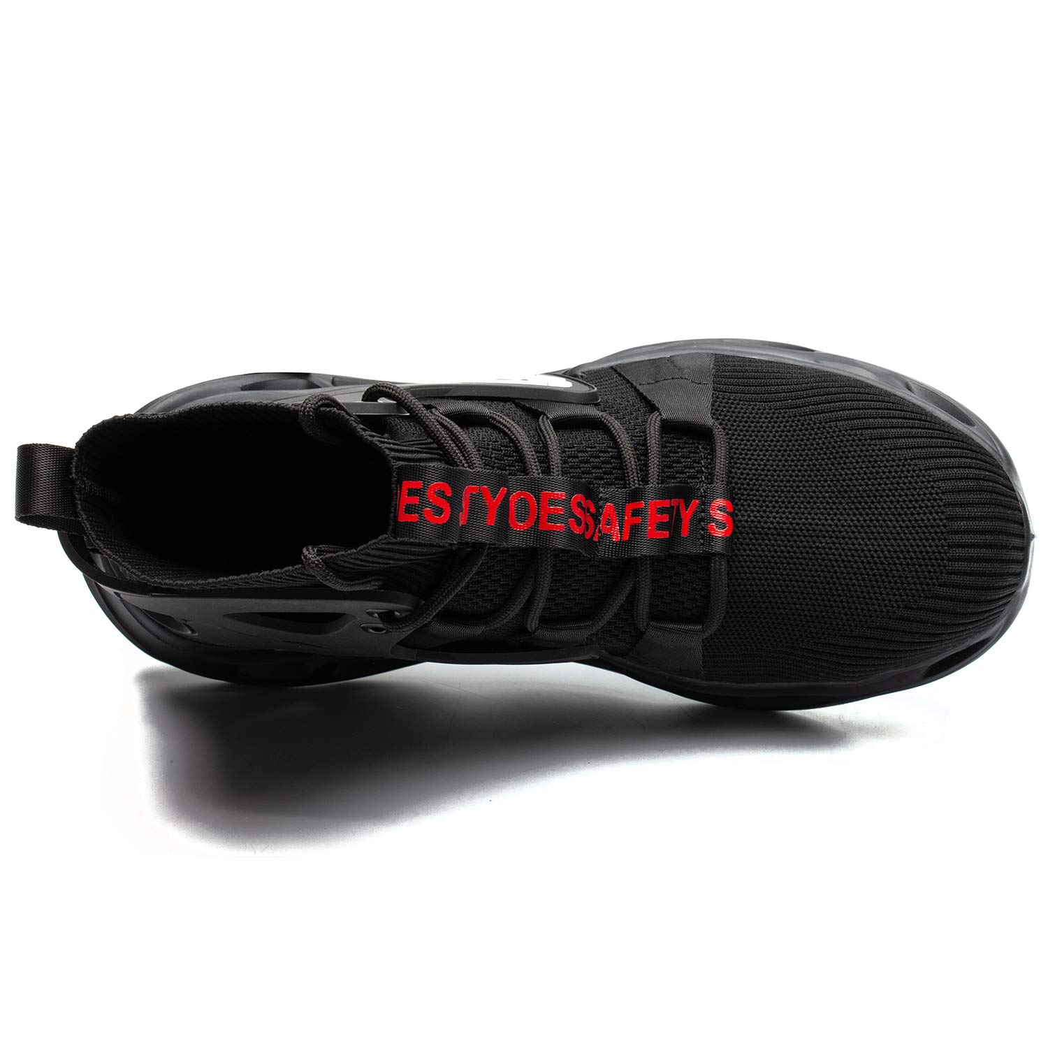 ORISTACO Work Safety Steel Toe Boots, Lightweight Breathable Industrial Construction Boots, High Cut 799 Black 45