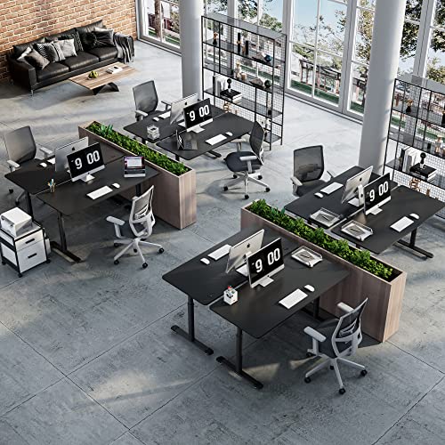 It's_Organized Gaming Desk 60 Inch Large Manual Height Adjustable Black Gaming Computer Desk, Home Office Standing Table Long Computer Sturdy Executive Workstation for 3 Monitors with Free Mouse Pad