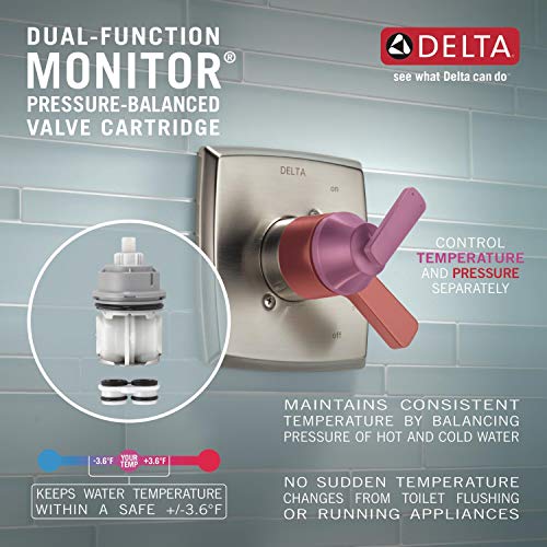 Delta Faucet Lahara 17 Series Dual-Function Shower Trim Kit with 5-Spray Touch-Clean Shower Head, Stainless T17238-SS (Valve Not Included)