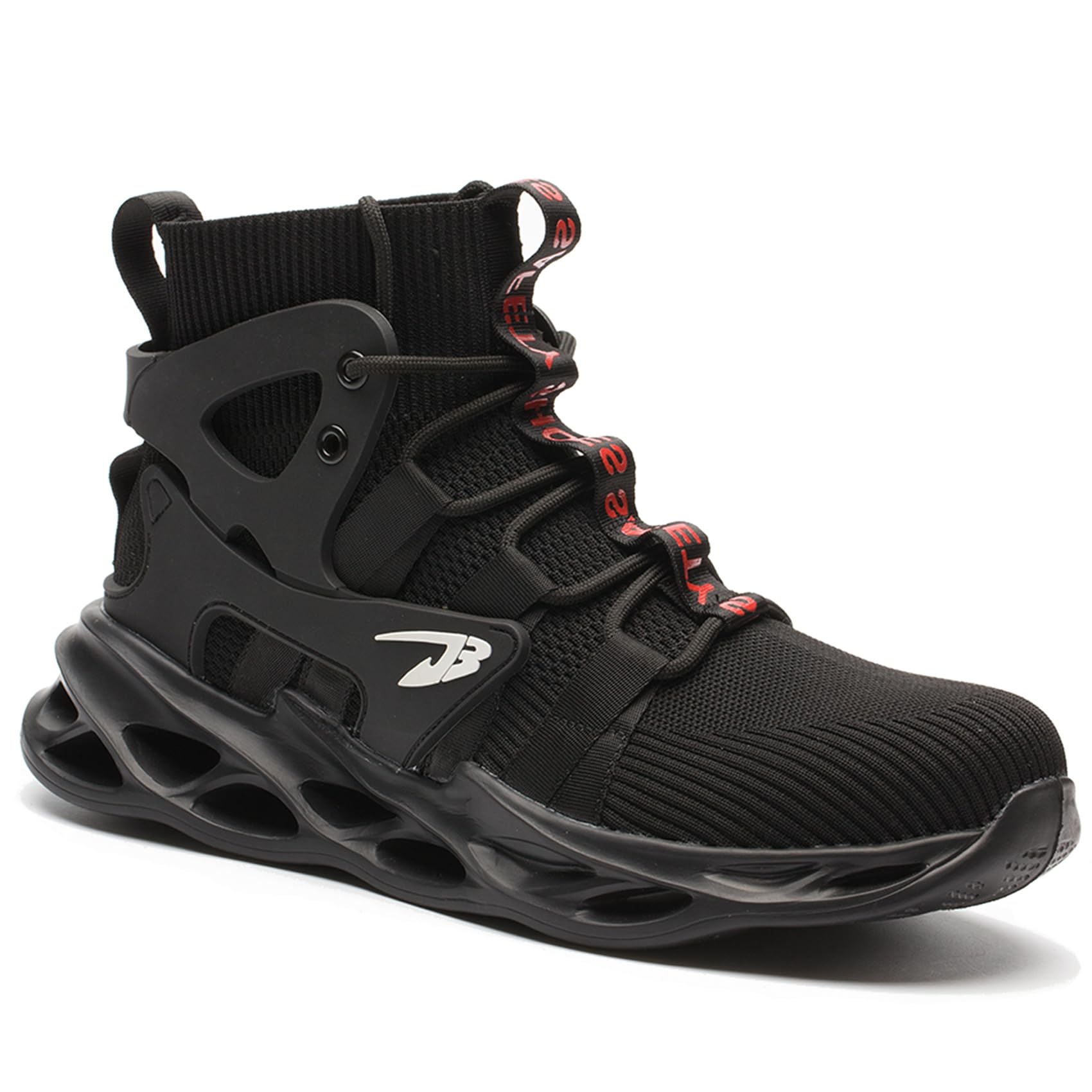 ORISTACO Work Safety Steel Toe Boots, Lightweight Breathable Industrial Construction Boots, High Cut 799 Black 45