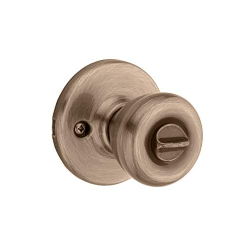 Kwikset Tylo Keyed Entry Door Knob with Microban Antimicrobial Protection featuring SmartKey Security in Antique Brass (94002-854)
