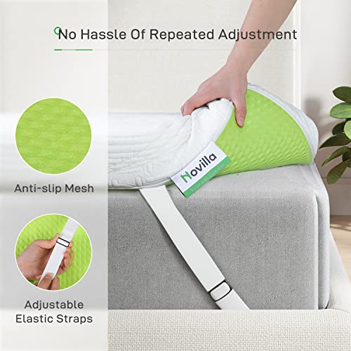 Novilla 4 Inch Memory Foam Mattress Topper, Medium Firm Mattress Topper Queen Size with Non-Slip Design, High Density Gel Mattress Topper for Cooling, Motion Isolation & Pressure Relieving Sleep