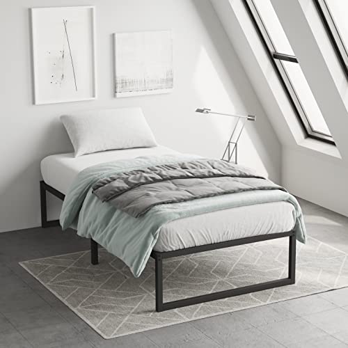 Richwanone 14 inch Twin XL Platform Bed Frame Heavy Duty Metal Mattress Foundation with Steel Slat Support, No Box Spring Needed, Easy Assembly, Black