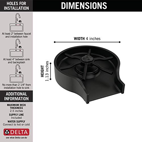 Delta Faucet Metal Glass Rinser for Kitchen Sinks, Kitchen Sink Accessories, Bar Glass Rinser, Matte Black GR250-BL