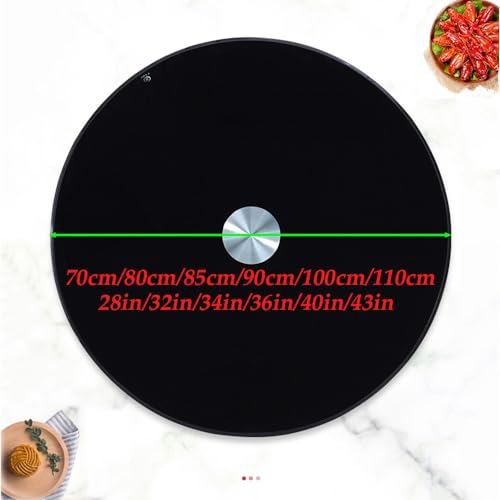 MAGILL 40in Lazy Susan Turntable Black Dining Table Serving Tray for Kitchen，8mm Thick Tempered Glass Rotating Tray，360° Swivel, Large Tabletop Swivel Plate (Color : Black, Size : 80cm/32in)