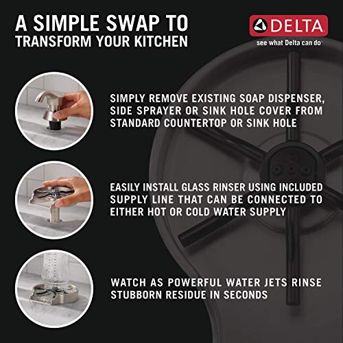 Delta Faucet Metal Glass Rinser for Kitchen Sinks, Kitchen Sink Accessories, Bar Glass Rinser, Matte Black GR250-BL