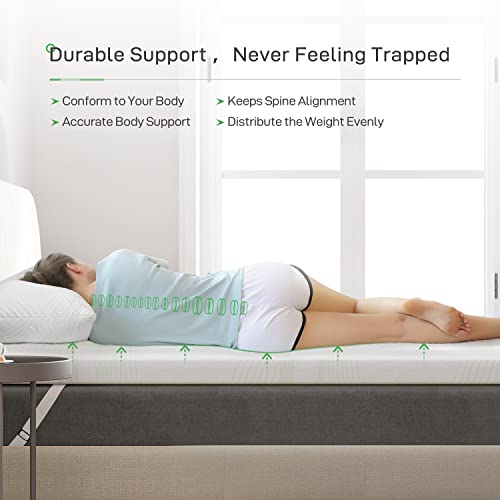 Novilla 4 Inch Memory Foam Mattress Topper, Medium Firm Mattress Topper Queen Size with Non-Slip Design, High Density Gel Mattress Topper for Cooling, Motion Isolation & Pressure Relieving Sleep