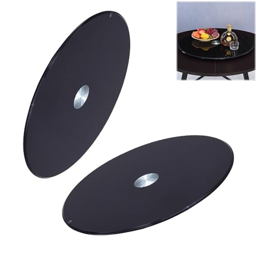 MAGILL 40in Lazy Susan Turntable Black Dining Table Serving Tray for Kitchen,8mm Thick Tempered Glass Rotating Tray,360° Swivel, Large Tabletop Swivel Plate (Color : Black, Size : 80cm/32in)