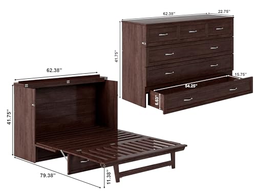 AFI Deerfield Murphy Bed Chest with Charging Station, Queen, Burnt Amber