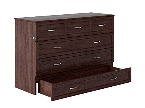 AFI Deerfield Murphy Bed Chest with Charging Station, Queen, Burnt Amber