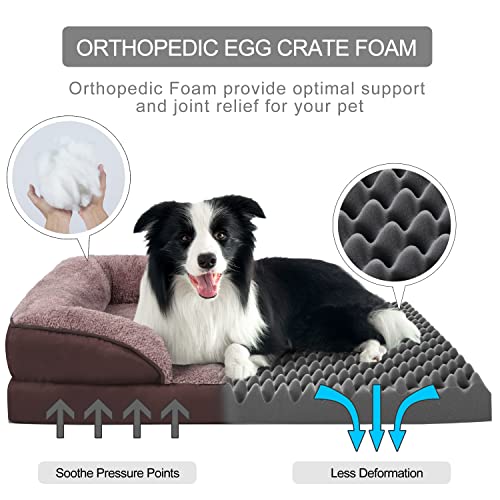 Large Orthopedic Foam Dog Bed for Small, Medium, Large and Extra Large Dogs/Cats Up to 40/70/100lbs - Orthopedic Egg-Crate Foam with Removable Washable Cover - Water-Resistant Pet Bed