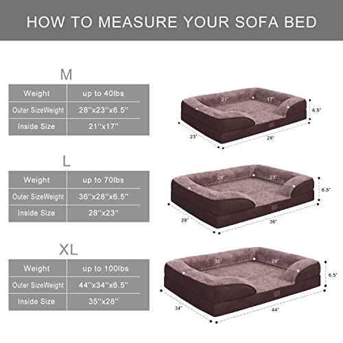 Large Orthopedic Foam Dog Bed for Small, Medium, Large and Extra Large Dogs/Cats Up to 40/70/100lbs - Orthopedic Egg-Crate Foam with Removable Washable Cover - Water-Resistant Pet Bed
