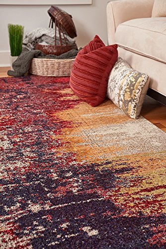 Unique Loom Estrella Collection Abstract, Rustic, Modern, Gradient, Distressed Area Rug, 5' 1" x 8' 0", Pink/Navy Blue