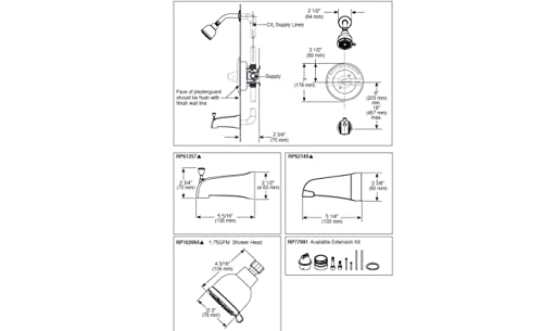 Delta Faucet Foundations Shower Valve Trim Kit, Shower Handle, Delta Shower Trim Kit, Chrome BT13010 (Valve Not Included) 7.00 x 7.00 x 7.00 inches