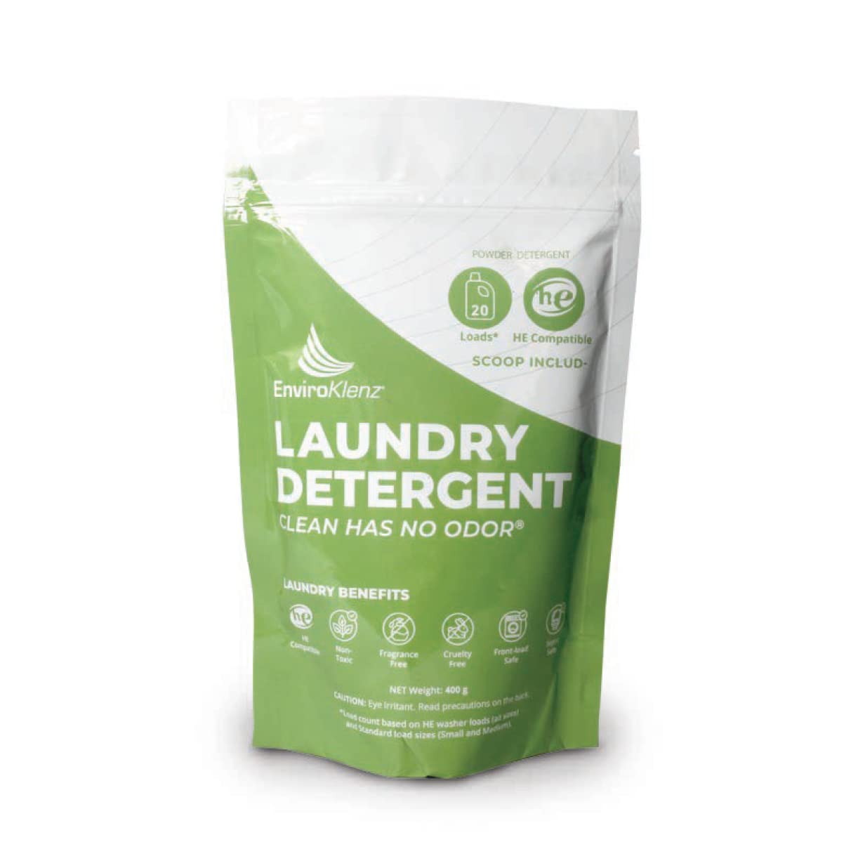 EnviroKlenz Unscented Powder Laundry Detergent, 20 Loads | Removes Odors and Stains | Hypoallergenic and Gentle on Skin | Non-Toxic & Fragrance-Free | Patented Odor Fighting Technology