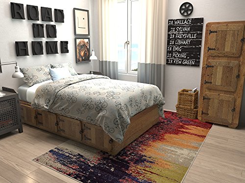 Unique Loom Estrella Collection Abstract, Rustic, Modern, Gradient, Distressed Area Rug, 5' 1" x 8' 0", Pink/Navy Blue