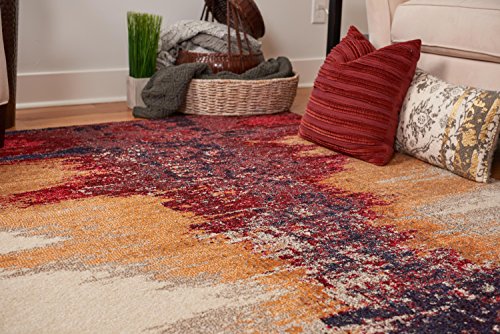 Unique Loom Estrella Collection Abstract, Rustic, Modern, Gradient, Distressed Area Rug, 5' 1" x 8' 0", Pink/Navy Blue