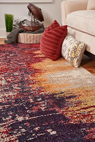 Unique Loom Estrella Collection Abstract, Rustic, Modern, Gradient, Distressed Area Rug, 5' 1" x 8' 0", Pink/Navy Blue