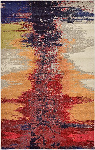 Unique Loom Estrella Collection Abstract, Rustic, Modern, Gradient, Distressed Area Rug, 5' 1" x 8' 0", Pink/Navy Blue