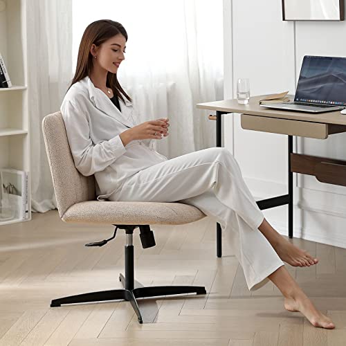 LEAGOO Fabric Padded Armless Home Office Desk Chair, 120° Rocking Mid Back Ergonomic Chair Computer Task Chair, Swivel Vanity Chair with No Wheels (Mixed Color)