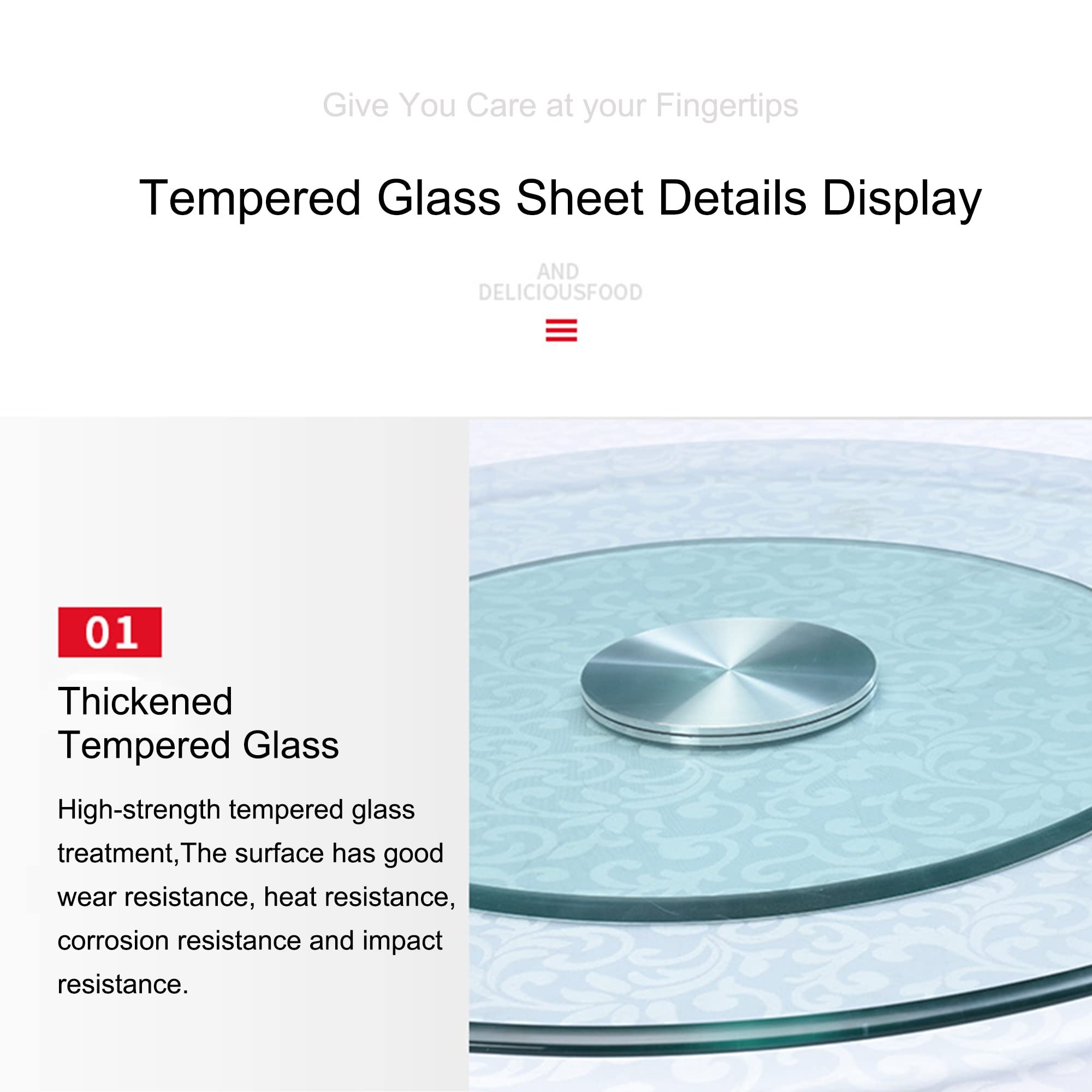 Tempered Glass Lazy Susan Turntable for Dining Table Countertop,360° Swivel Dining Table Serving Tray,Transparent Rotating Tray with Silent Bearing Centerpieces,for Spice Rack Table Cake Kitchen (Col