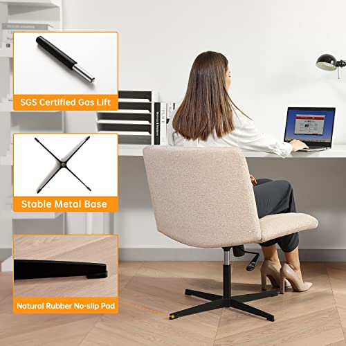 LEAGOO Fabric Padded Armless Home Office Desk Chair, 120° Rocking Mid Back Ergonomic Chair Computer Task Chair, Swivel Vanity Chair with No Wheels (Mixed Color)