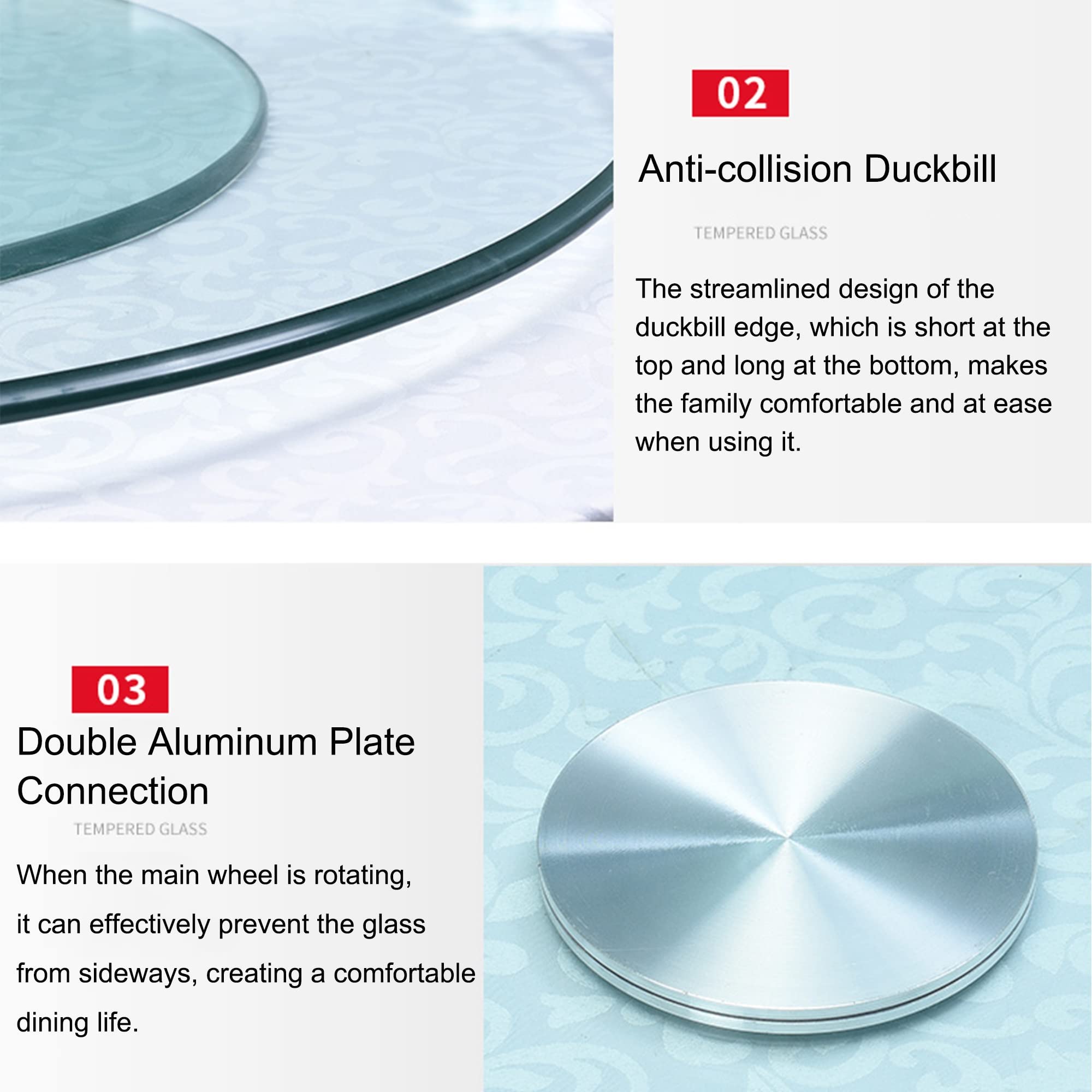 Tempered Glass Lazy Susan Turntable for Dining Table Countertop,360° Swivel Dining Table Serving Tray,Transparent Rotating Tray with Silent Bearing Centerpieces,for Spice Rack Table Cake Kitchen (Col