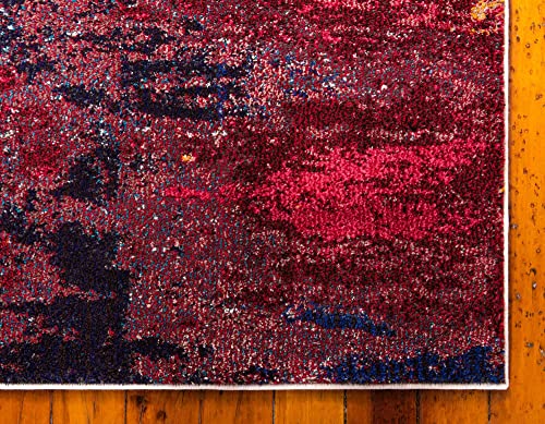 Unique Loom Estrella Collection Abstract, Rustic, Modern, Gradient, Distressed Area Rug, 5' 1" x 8' 0", Pink/Navy Blue