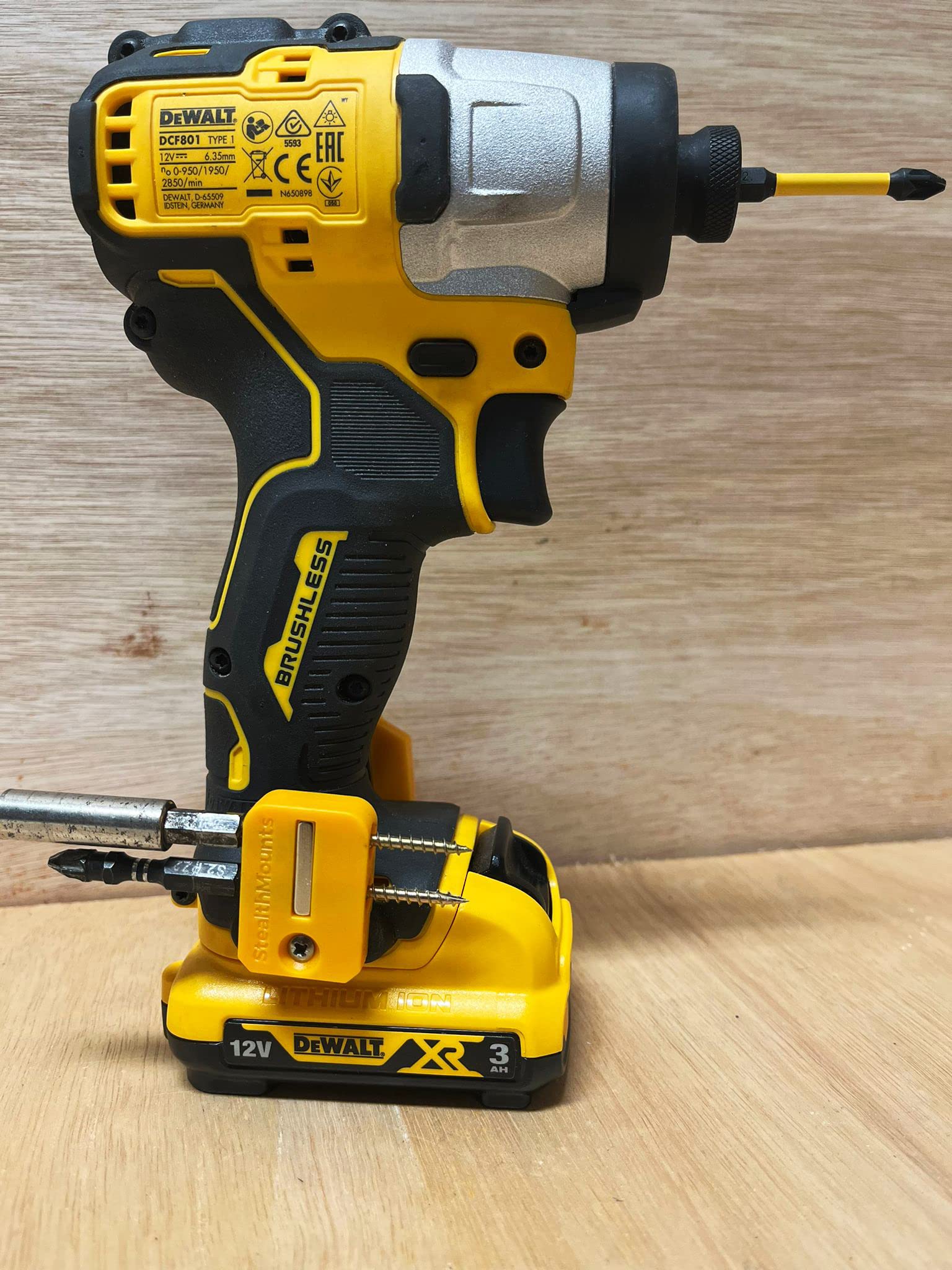 StealthMounts Stubby DeWalt Magnetic Bit Holder - 3 Pack | Drill Bit Organizer | Compact DeWalt Bit Holder for Drill | DeWalt Impact Driver Bit Holder | DeWalt Bit Holder for Impact Driver
