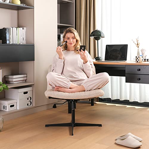 LEAGOO Fabric Padded Armless Home Office Desk Chair, 120° Rocking Mid Back Ergonomic Chair Computer Task Chair, Swivel Vanity Chair with No Wheels (Mixed Color)