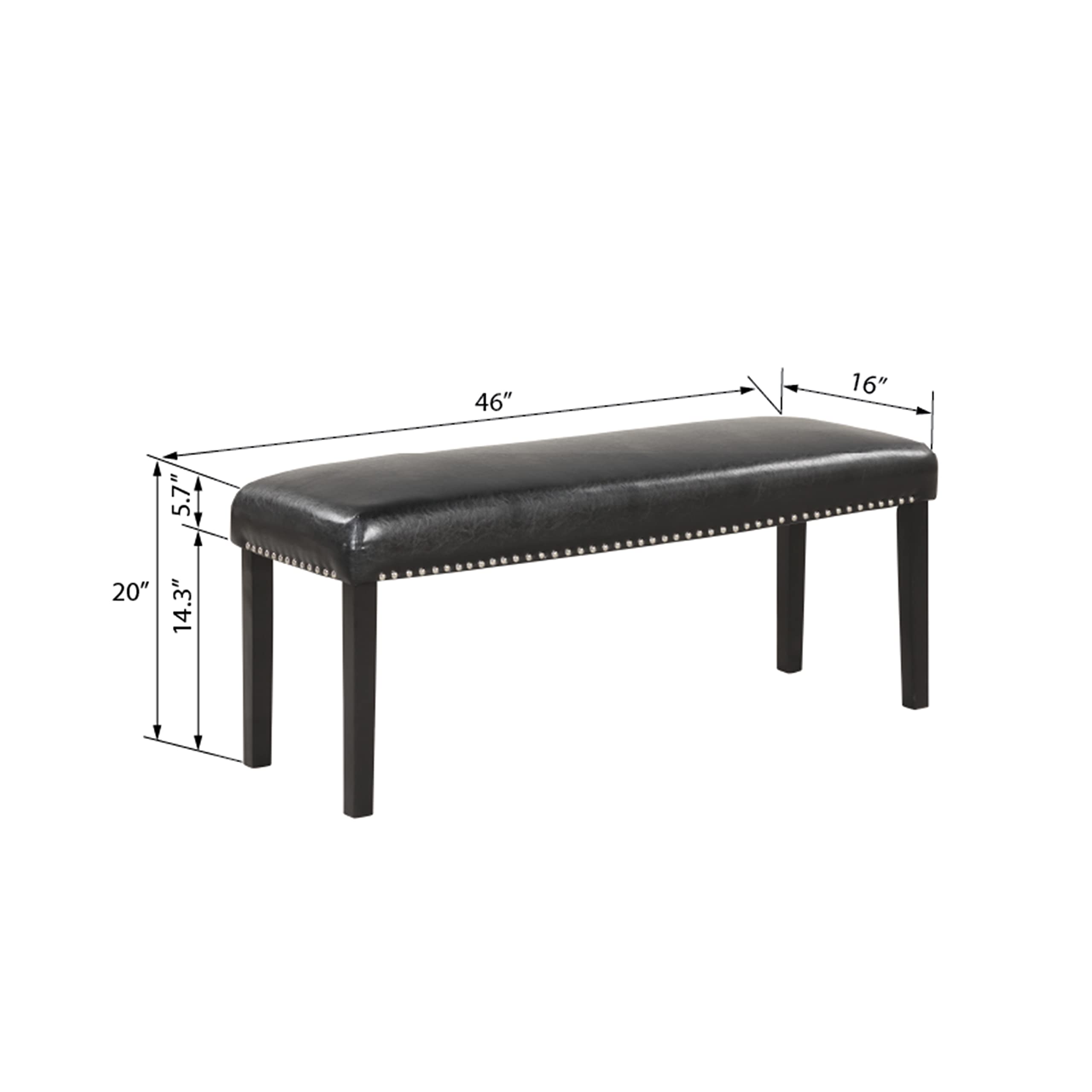 Lifeand 6-Piece Dining Set with 1 Faux Marble Top Table,4 Upholstered Seats and 1 Bench,Black