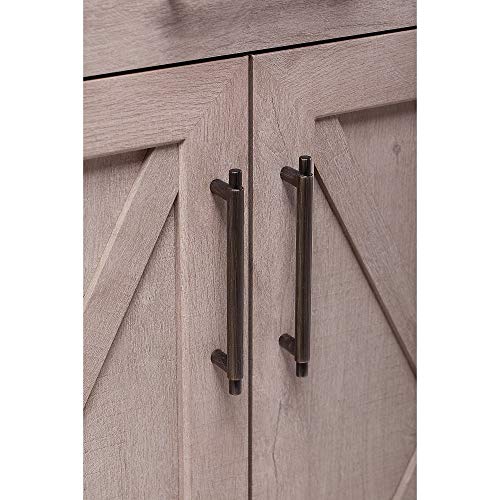 Bush Furniture Key West Secretary Desk with Keyboard Tray and Storage Cabinet, Washed Gray