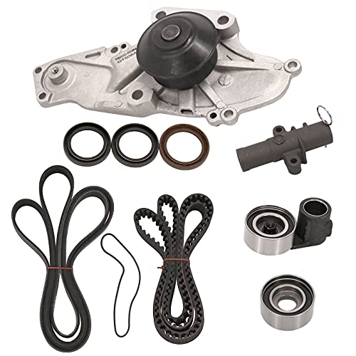 Timing Belt Kit with Water Pump Compatible with 2003-2018 Honda Accord Crosstour Odyssey Pilot Ridgeline MDX RDX RL TL TSX ZDX Saturn Vue 3.0L 3.5L 3.7L Replaces TKH002 TCKWP329 19200-RDV-J01
