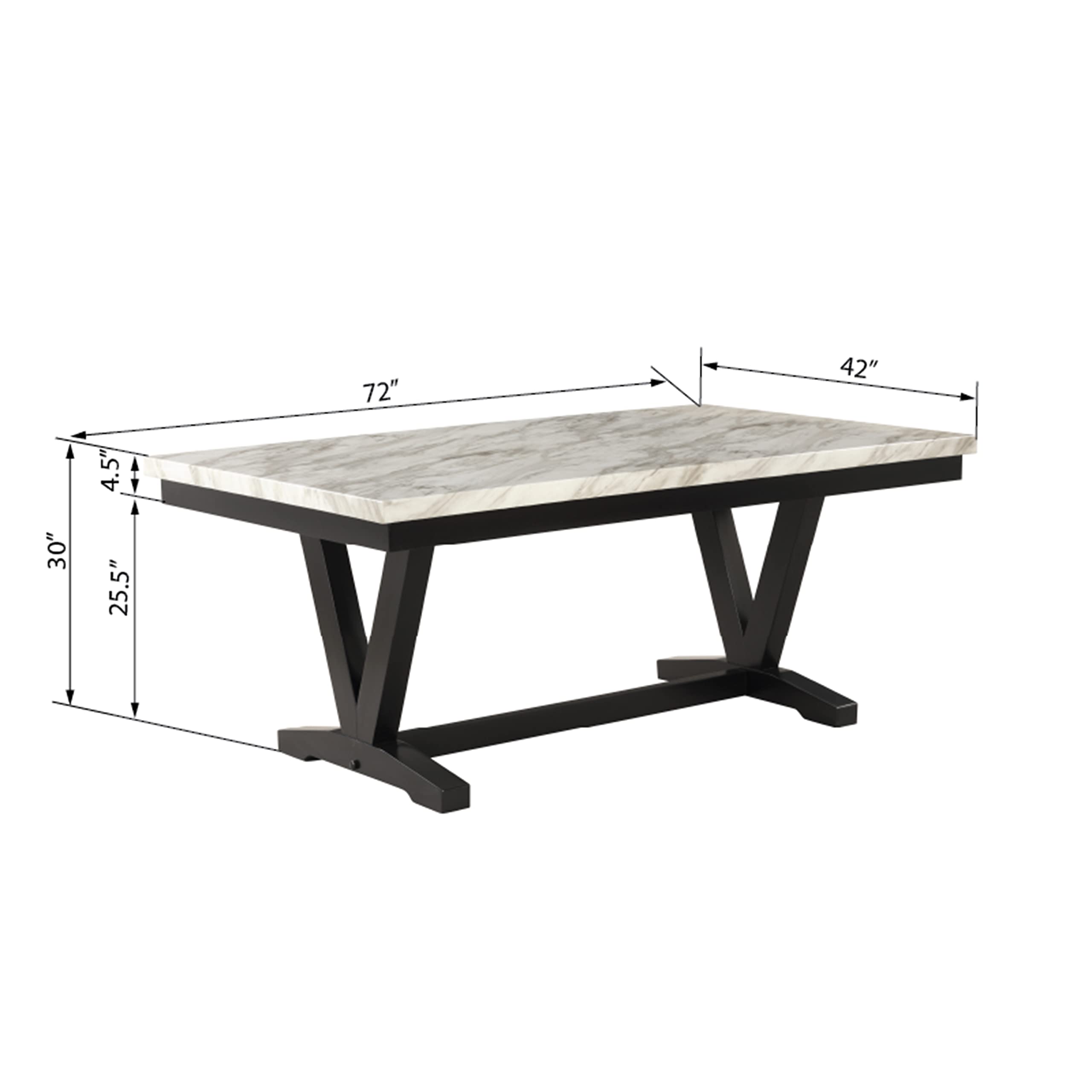 Lifeand 6-Piece Dining Set with 1 Faux Marble Top Table,4 Upholstered Seats and 1 Bench,Black