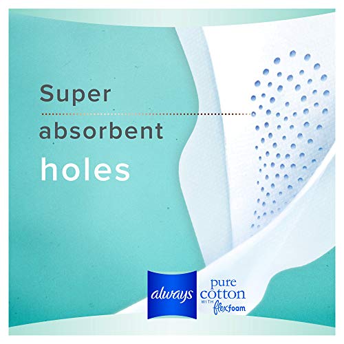 Always Pure Cotton with Flexfoam Pads, Size 1,Regular Absorbency (3 Packs of 14-36 Count Total)
