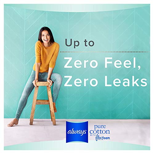 Always Pure Cotton with Flexfoam Pads, Size 1,Regular Absorbency (3 Packs of 14-36 Count Total)